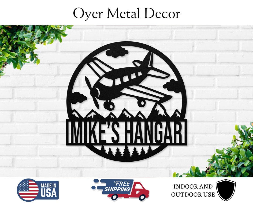 Custom Propeller Plane Metal Sign, Personalized Airplane Hangar Sign ...