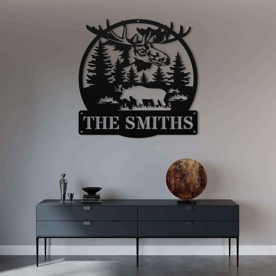 Personalized Moose Metal Sign, Last Name Moose Sign for Outdoor, Metal ...