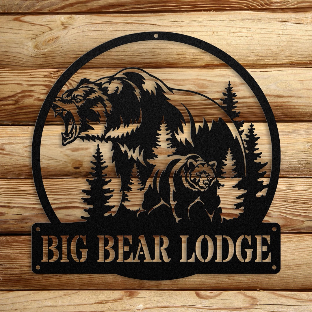 Last Name Bear Metal Sign for Home, Personalized Camper Decor, Custom ...