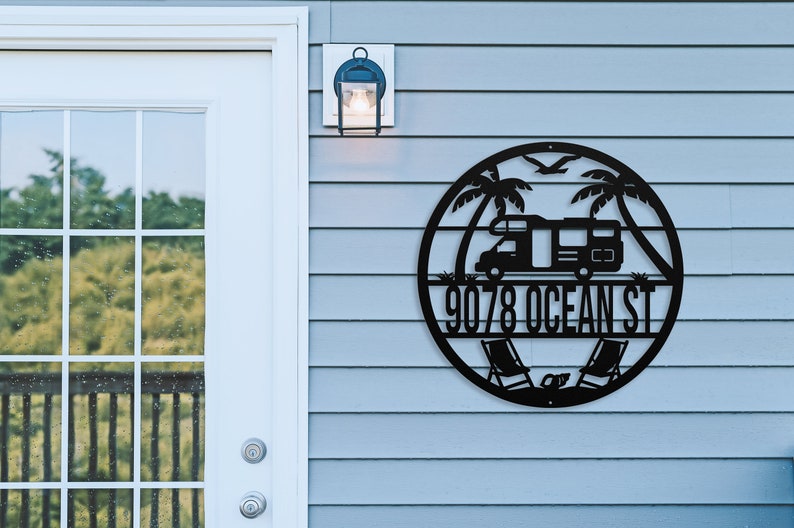 Personalized Happy Camper Metal Sign, Camping Sign, Beach Caravan Metal ...