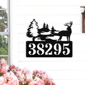 Personalized Deer Address Sign, Outdoor Metal Deer Street House Number ...