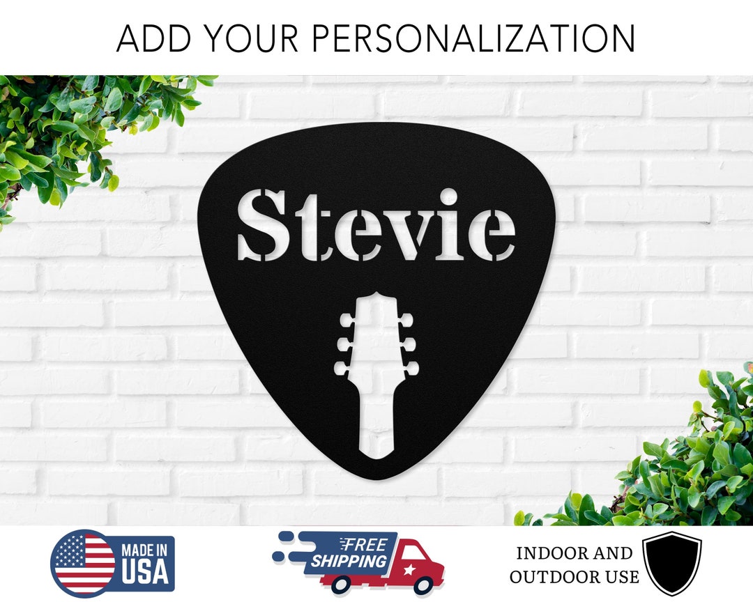 Custom Guitar Pick Metal Name Sign, Guitar Pick Sign, Personalized ...