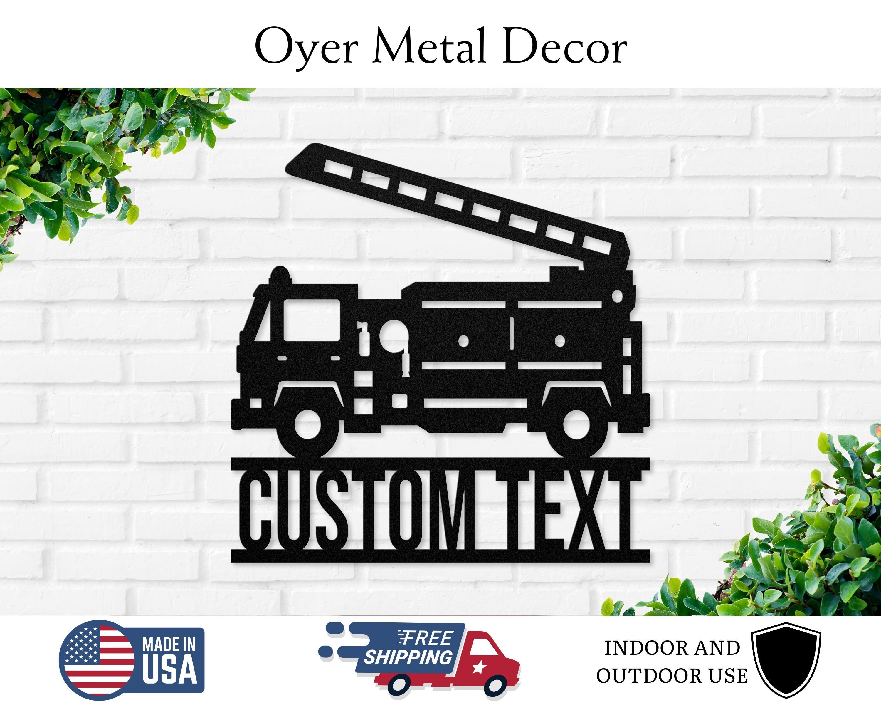 Custom Engine Fire Truck Sign, Personalized Firefighter Metal Wall Art ...