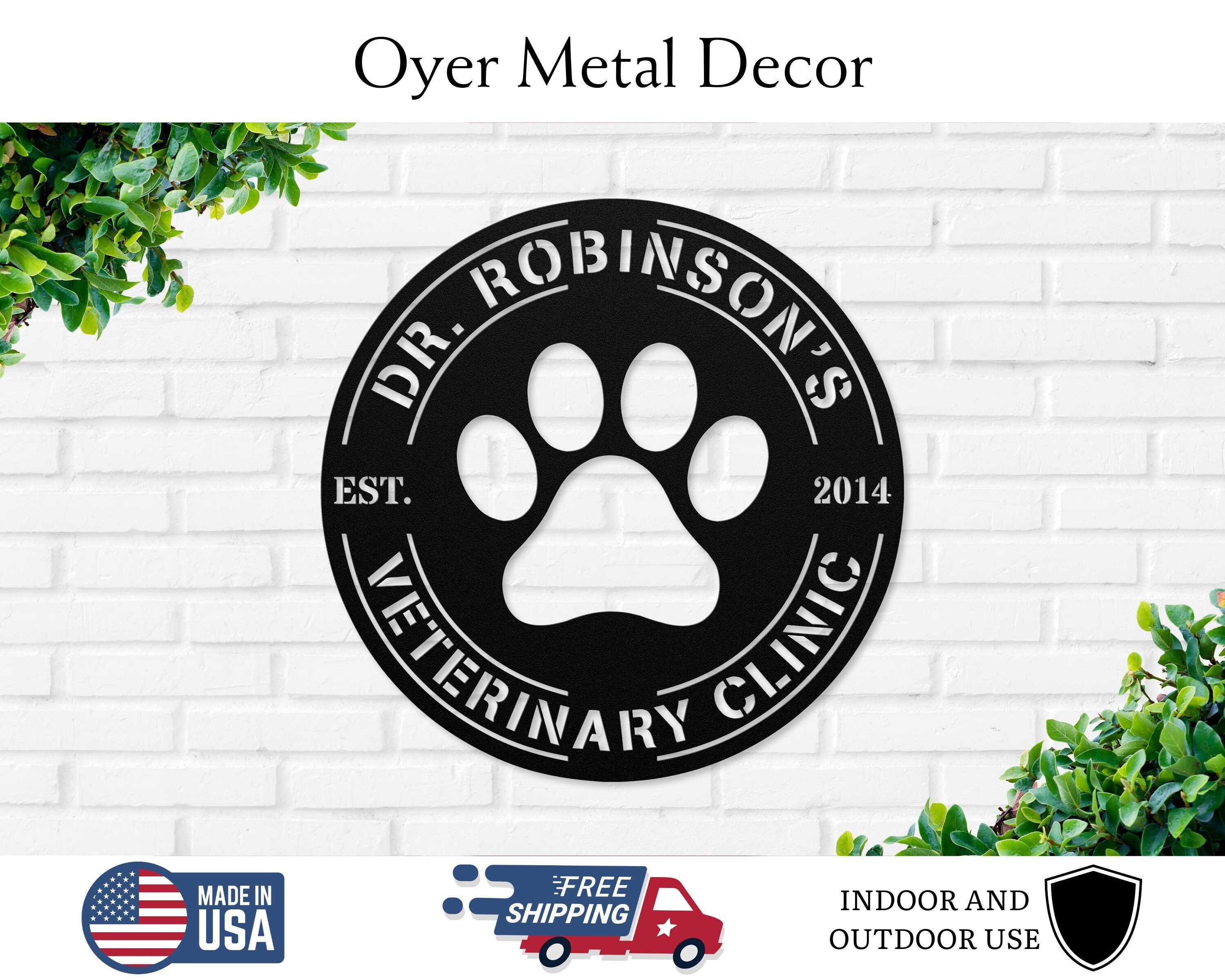 Custom Metal Veterinary Sign, Personalized Vet Sign, Pet Lover Gift ...