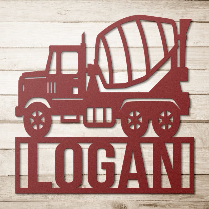 Personalized Concrete Mixer Construction Metal Wall Art, Custom Cement ...