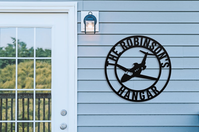 Personalized Metal Airplane Hangar Sign, Custom Plane Decor Metal Sign ...