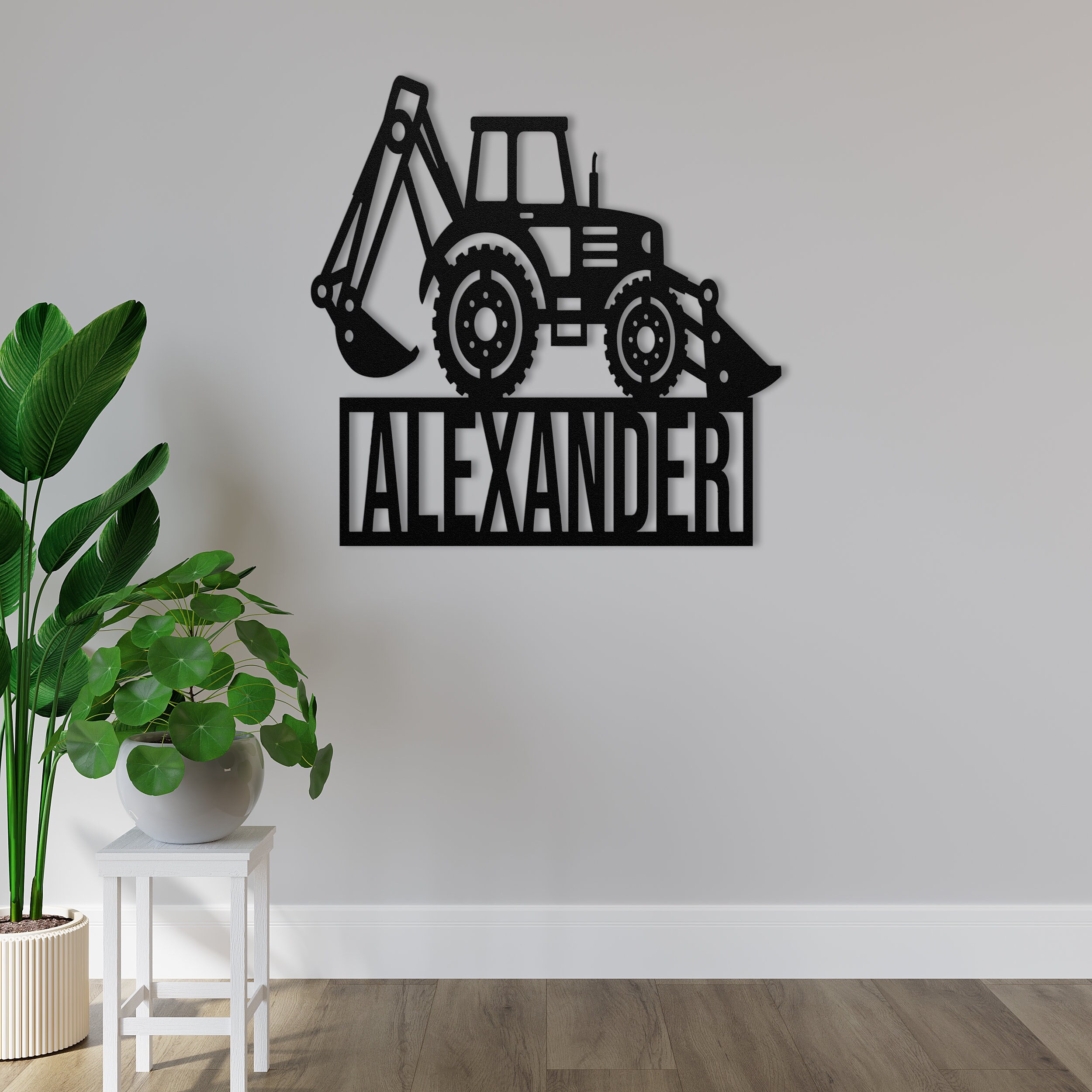 Personalized Backhoe Loader Construction Metal Wall Art, Custom ...