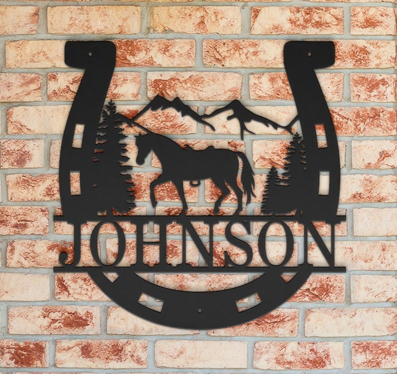 Personalized Horseshoe Metal Ranch Sign Monogram, Custom Horse Family ...