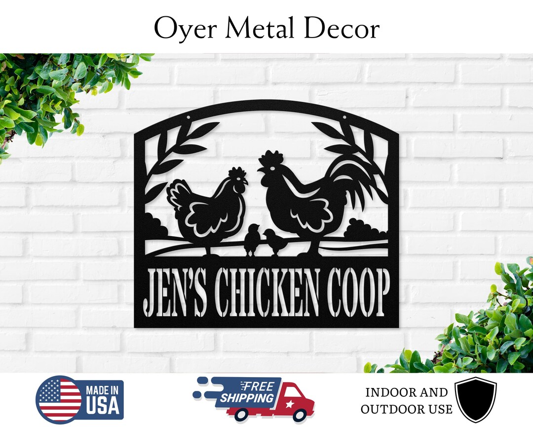 Personalized Chicken Farm Metal Sign, Hen House Coop Sign, Chicken Coop ...