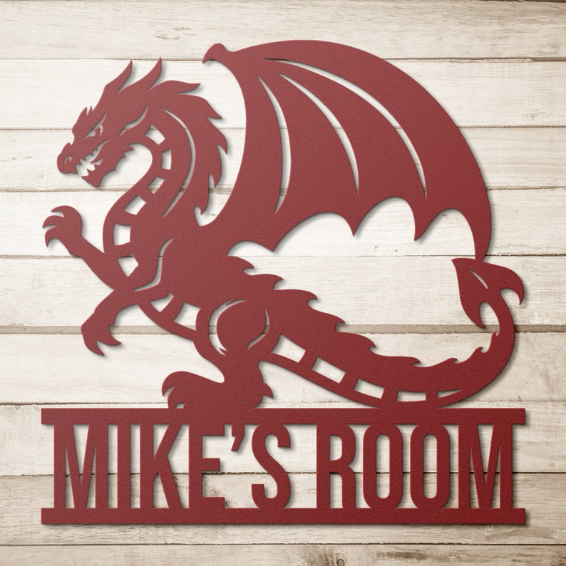 Personalized Dragon Monogram Sign, Custom Dragon Metal Art ...
