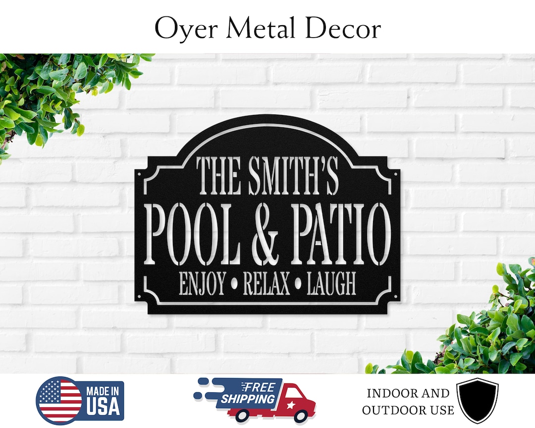 Personalized Patio Sign, Custom Metal Sign, Metal Family Bar and Grill ...