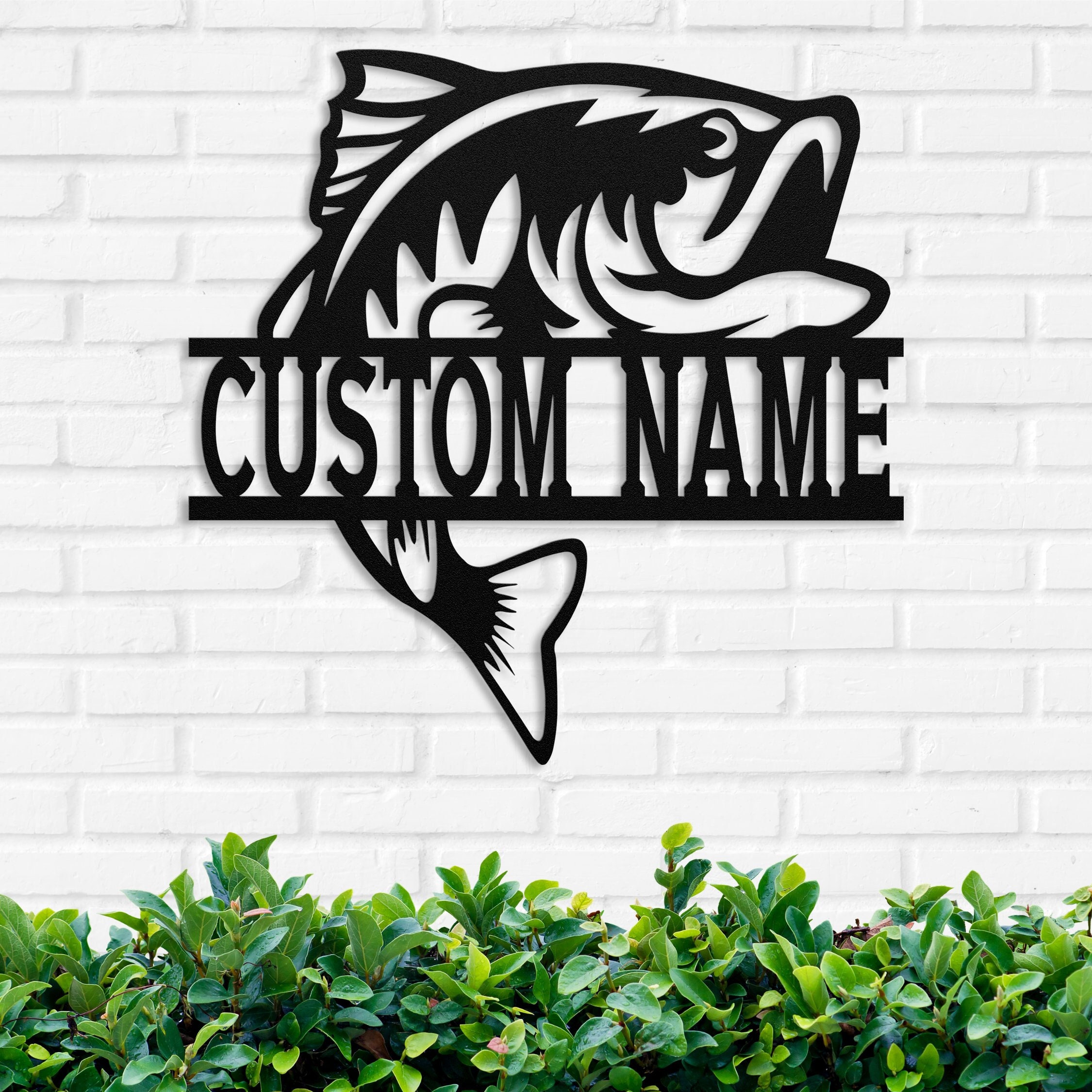 Custom Fish Metal Name Sign, Personalized Fisher Name Sign Home Decor ...