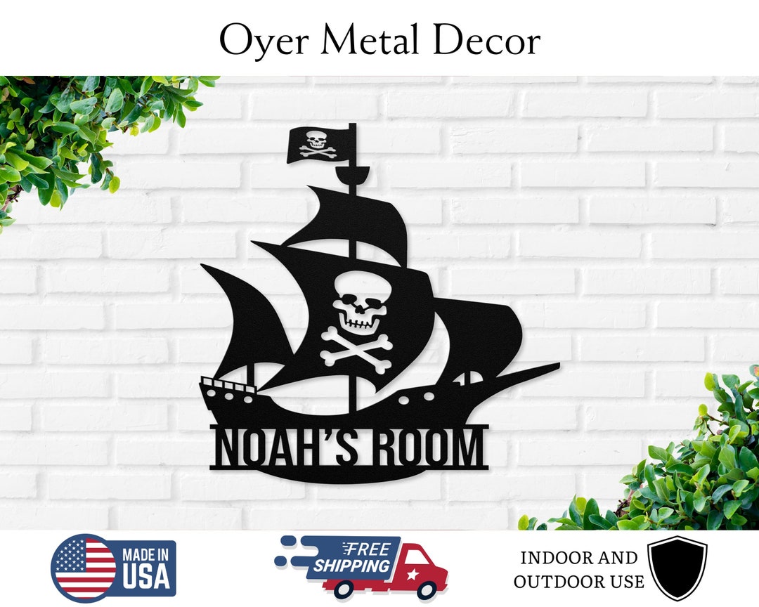 Pirate Ship Custom Wall Decoration, Personalized Pirate Ship Name Sign ...
