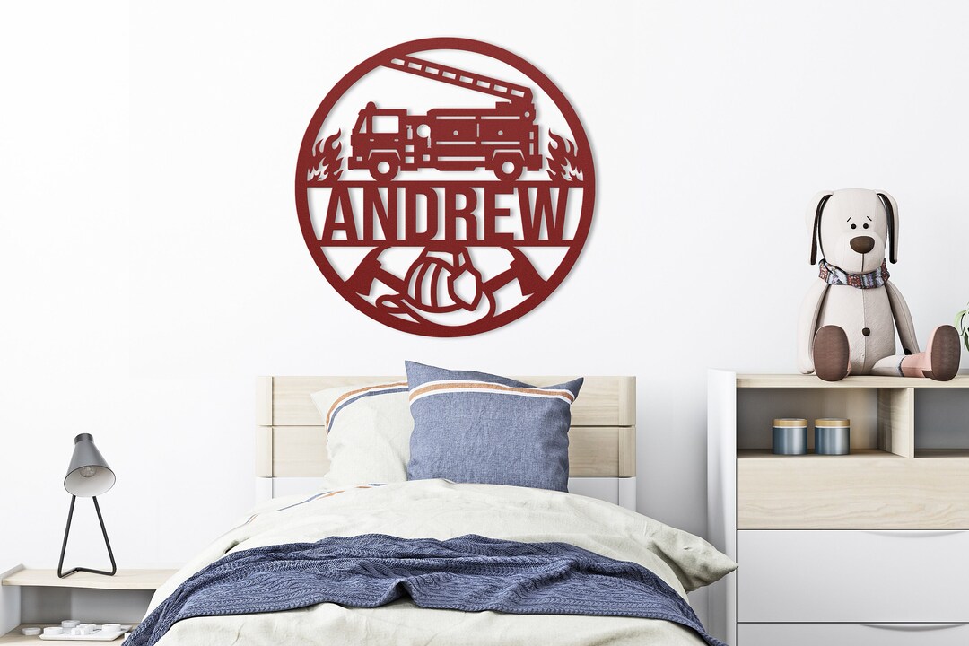 Custom Firefighter Monogram Metal Sign, Personalized Metal Fire ...