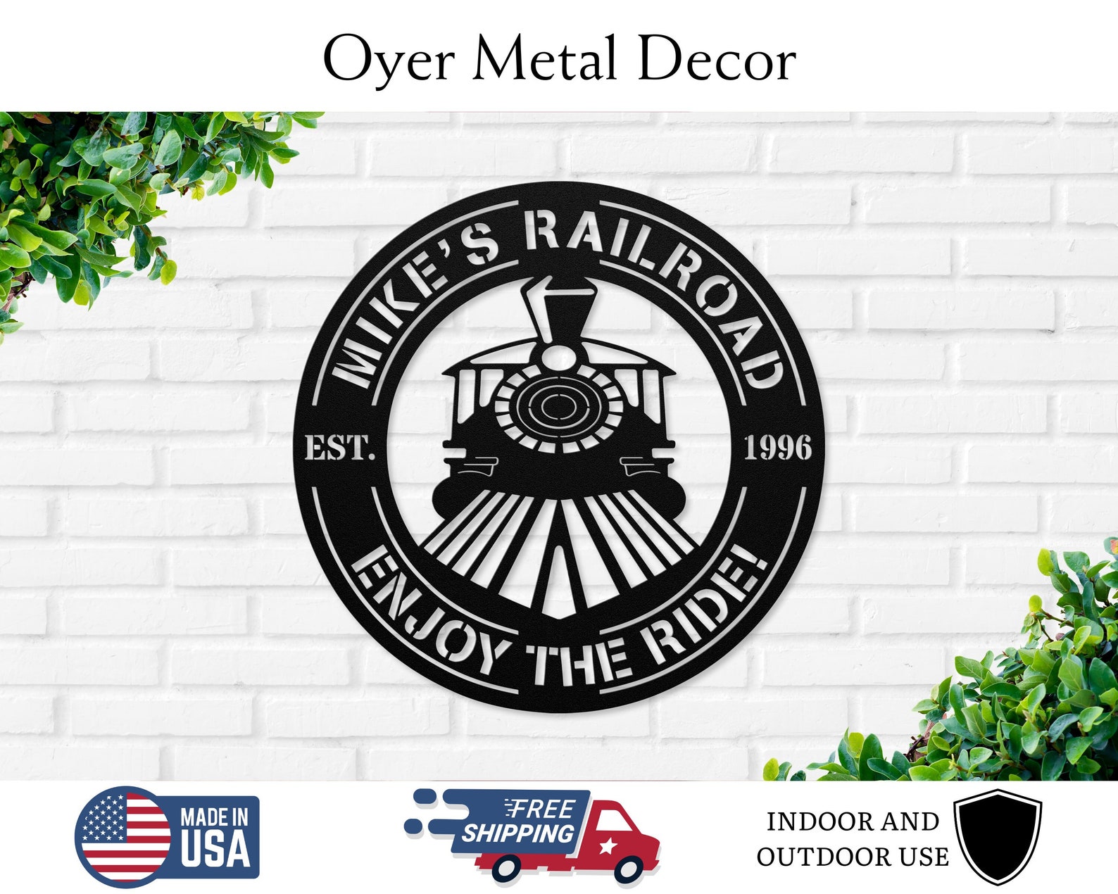 Personalized Metal Train Sign, Custom Metal Name Sign, Railroad Sign ...