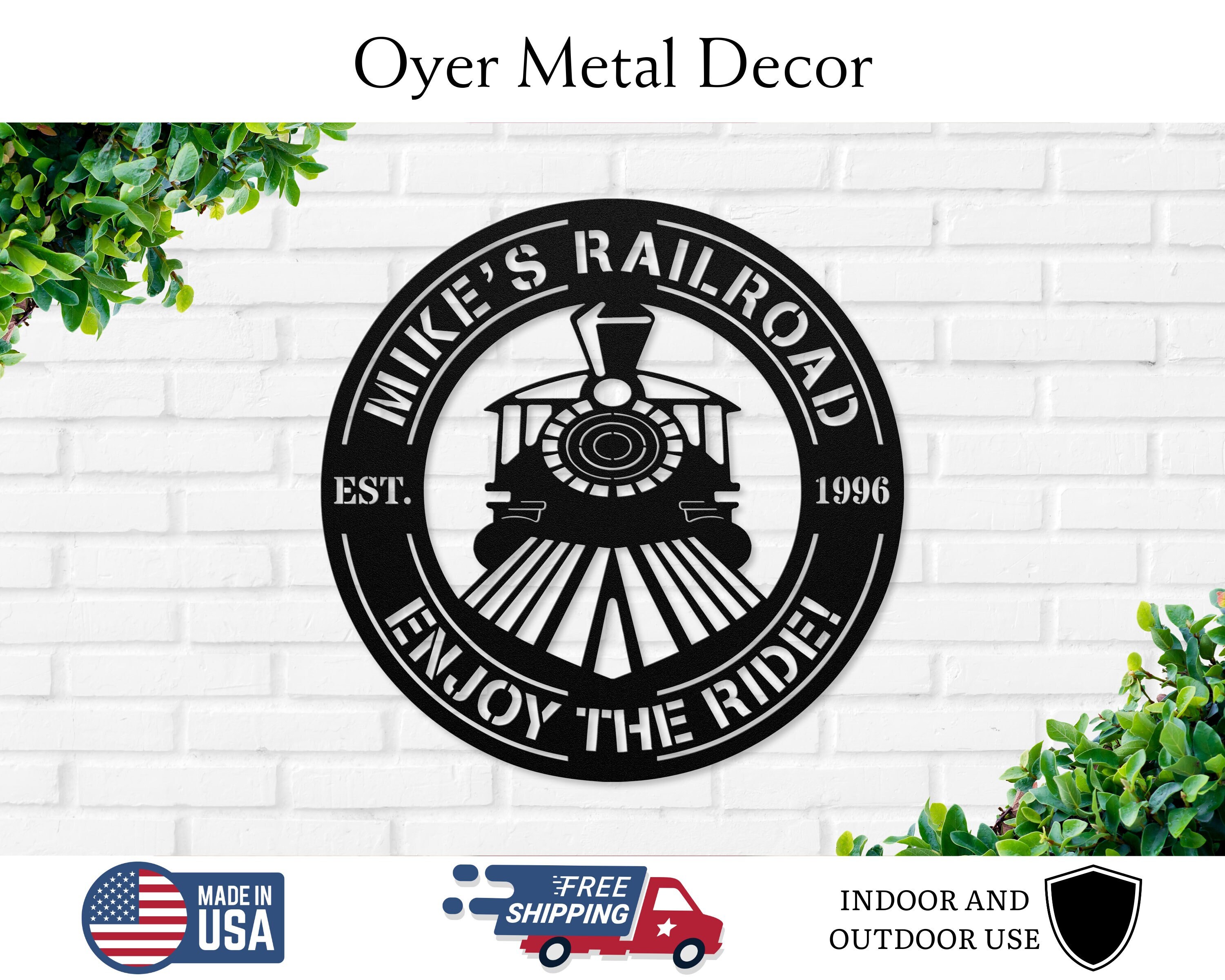 Personalized Metal Train Sign, Custom Metal Name Sign, Railroad Sign ...