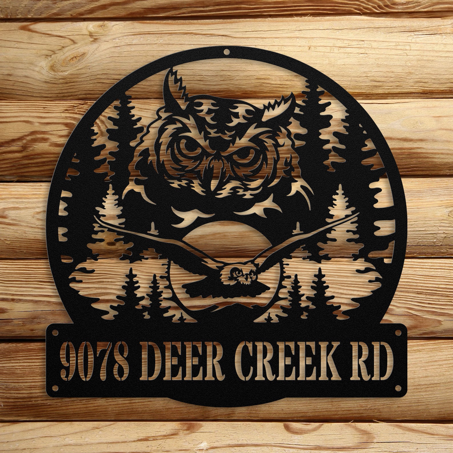 Personalized Owl Metal Sign, Custom Home Address Sign, Metal Owl Wall ...