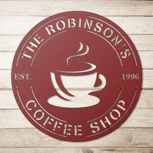 Custom Coffee Bar Metal Sign, Coffee Sign, Personalized Coffee Shop ...