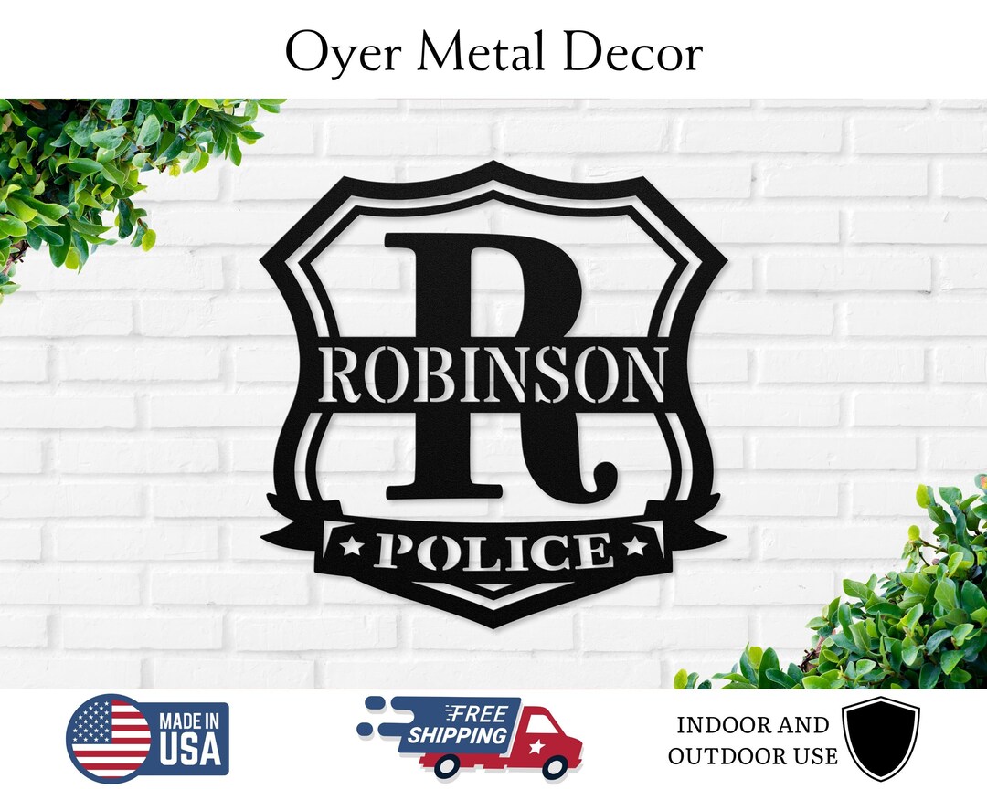 Personalized Police Badge Metal Sign, Metal Wall Art, Police Officer ...