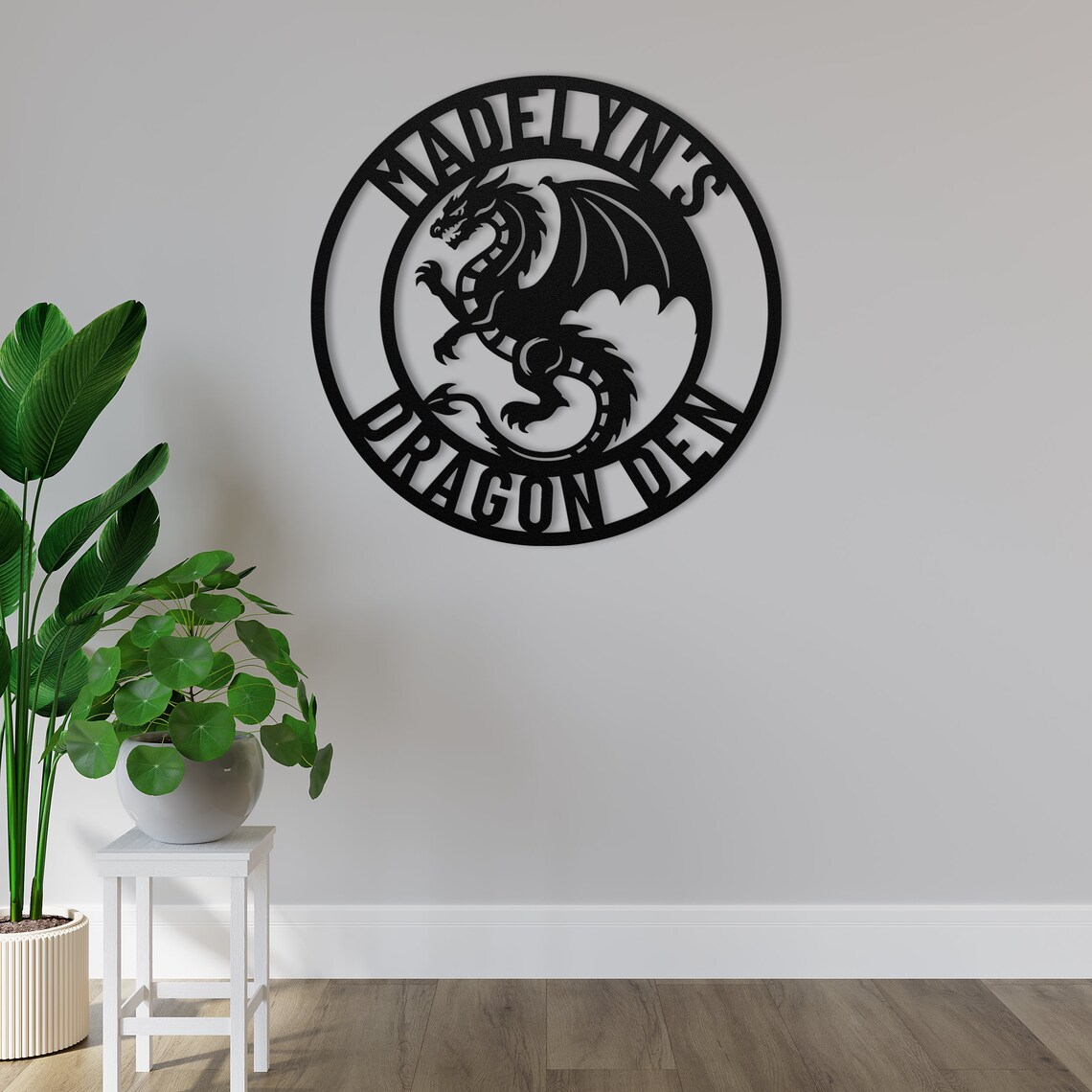 Personalized Dragon Monogram Sign, Custom Dragon Metal Art ...