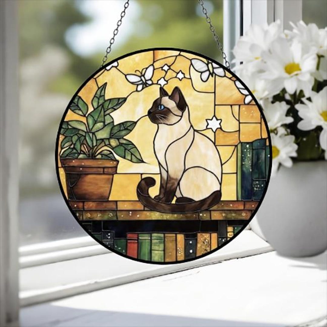 Custom Himalayan Cat Stained Glass Suncatcher,elegant Window Hanging ...