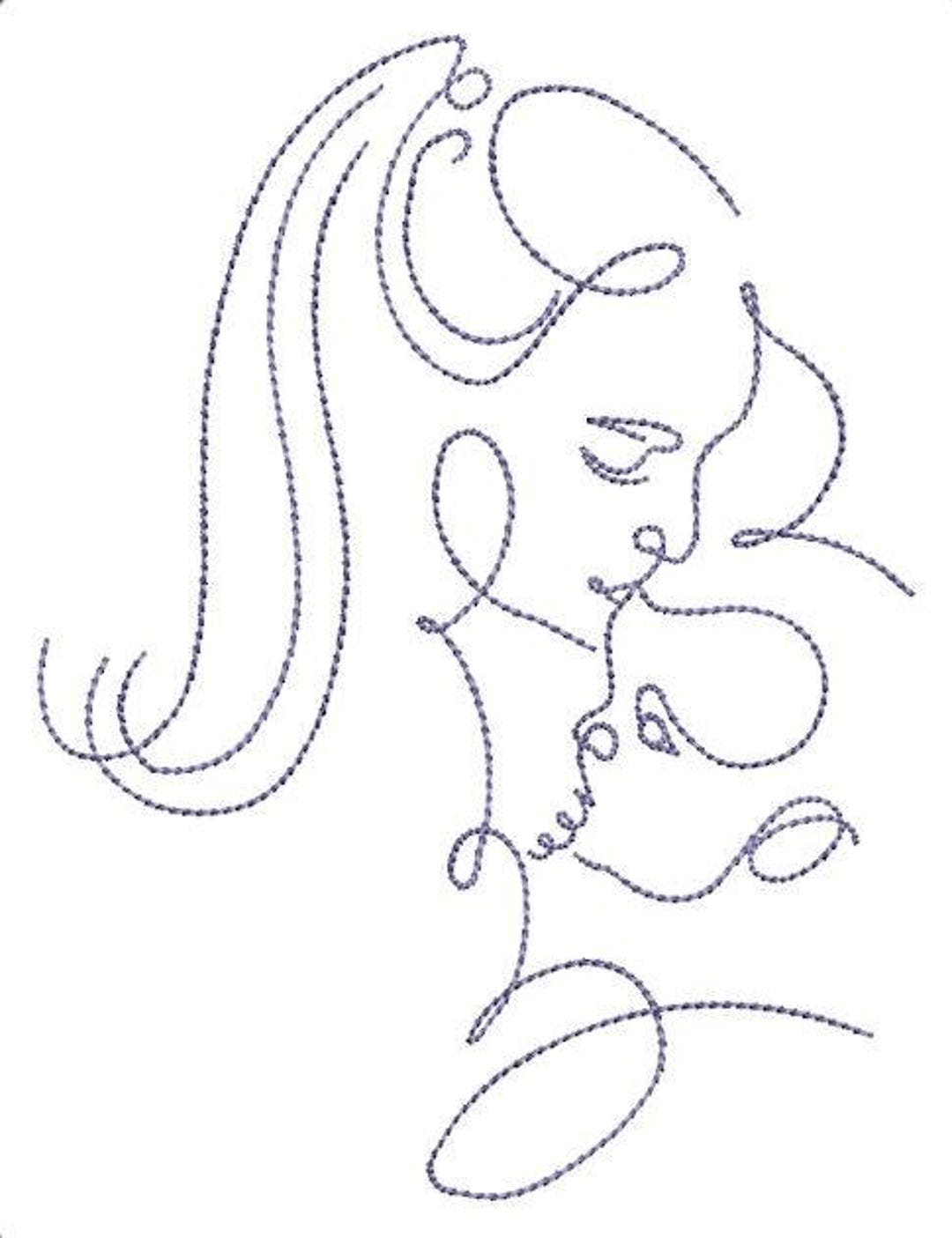 Mom With Newborn Baby Line Art Machine Embroidery Design, New Born Baby ...