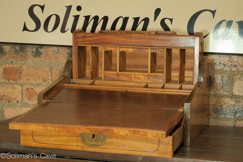 Antique Military Campaign Camphor Wood Roll Top Writing Slope Dated in ...