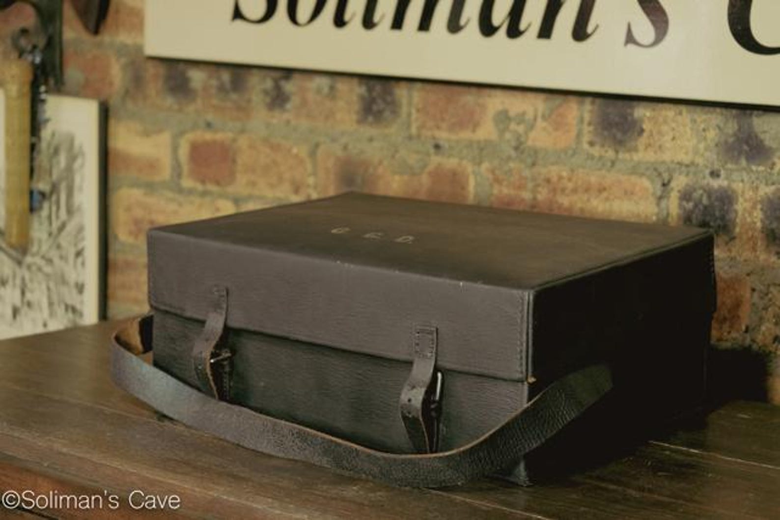 Antique Leather Writing Slope Complete With Bramah Lock and Outer Cover ...