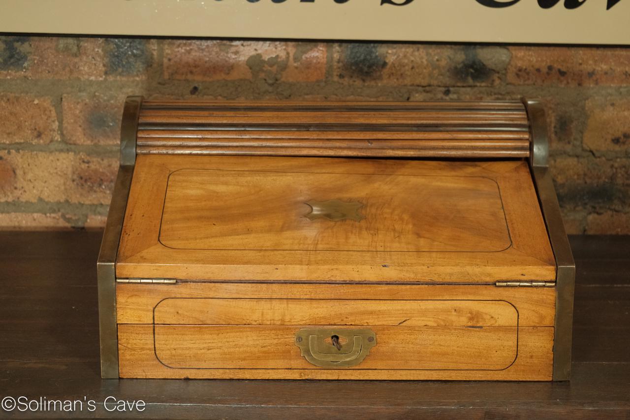Antique Military Campaign Camphor Wood Roll Top Writing Slope Dated in ...