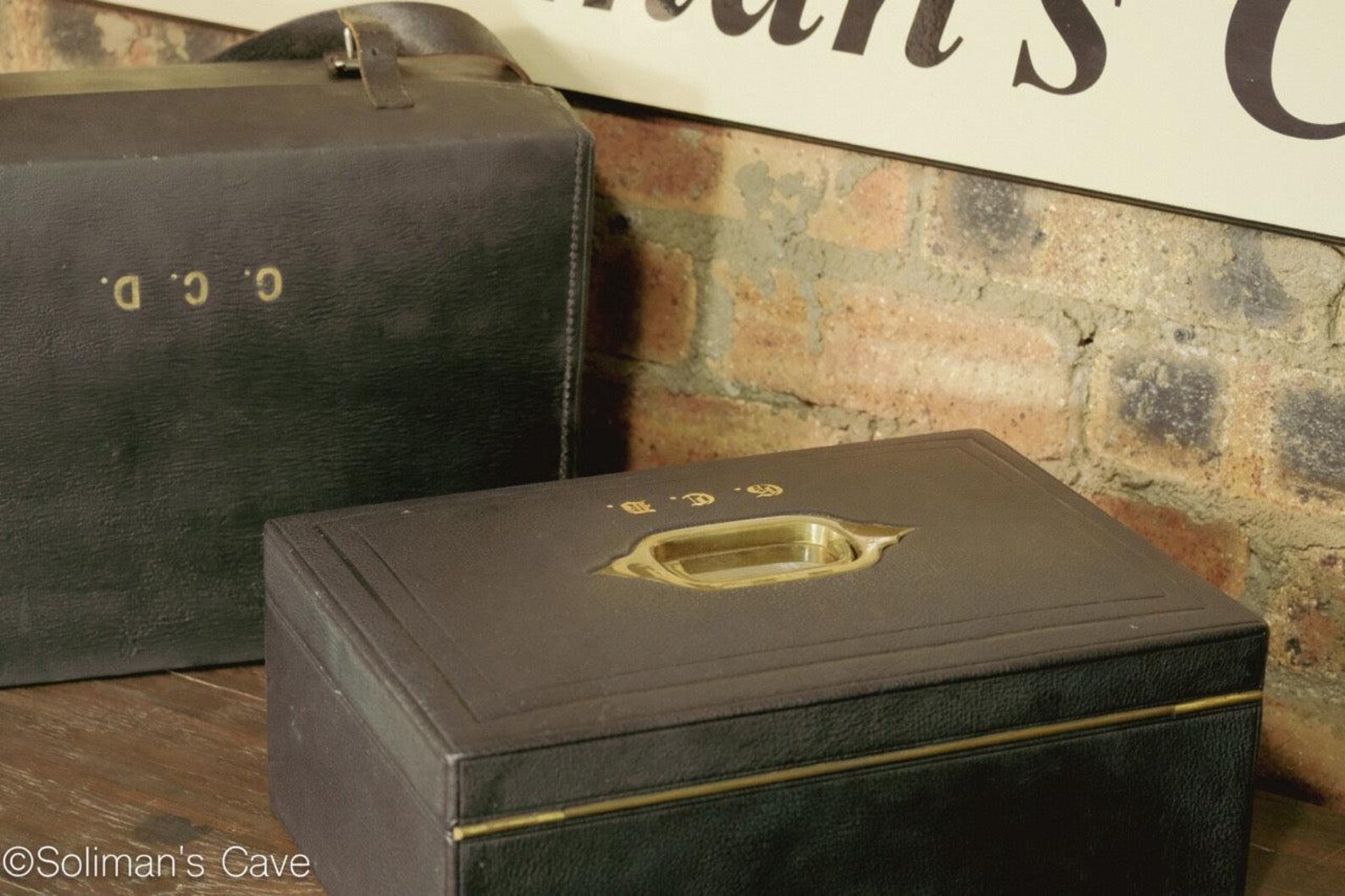 Antique Leather Writing Slope Complete With Bramah Lock and Outer Cover ...