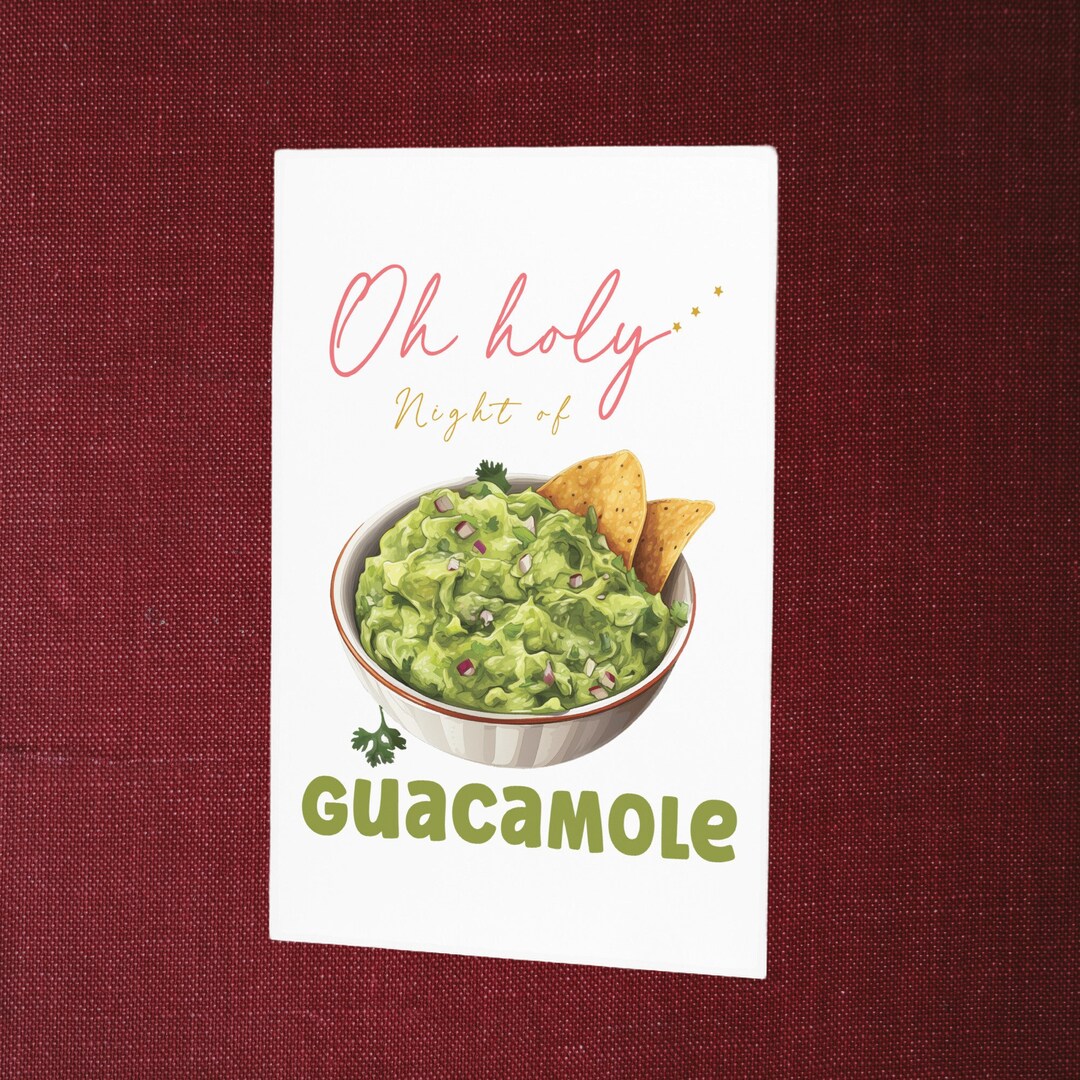 Oh Holy Night of Guacamole Funny Vegan Greeting Card - Cute Vegan Card ...