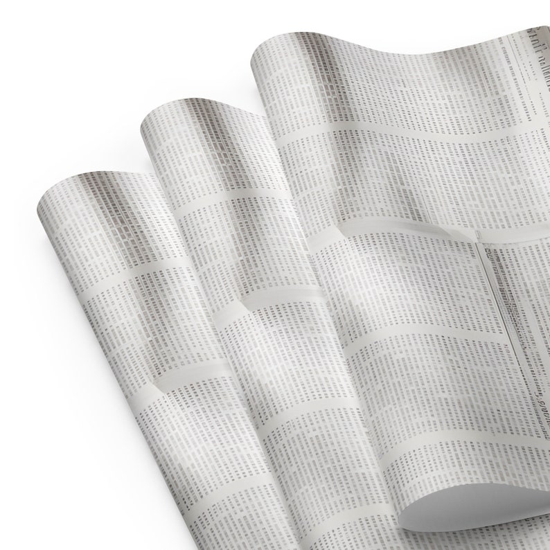 Newspaper Look Black and White Christmas Wrapping Paper Sheets ...