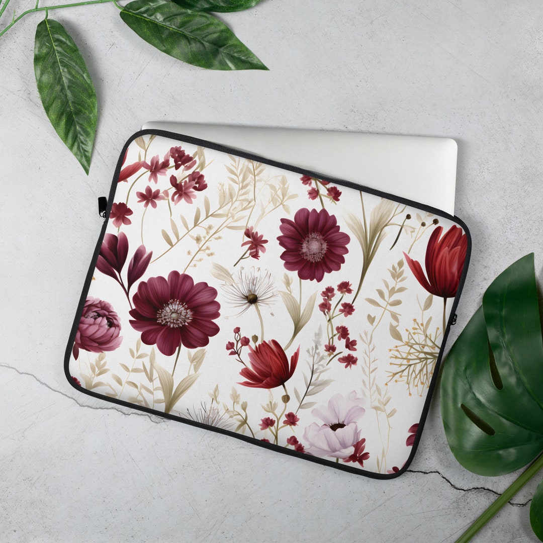 Floral Laptop Sleeve Aesthetic Laptop Sleeve Vegan Laptop Sleeve Gift ...
