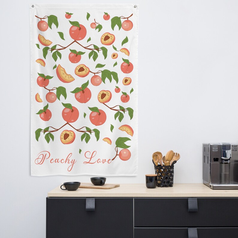 Peachy Love Wall Art Peach Fruits Wall Art Peach Tapestry Wall Art Vegan Gift Home Décor Fruit ...