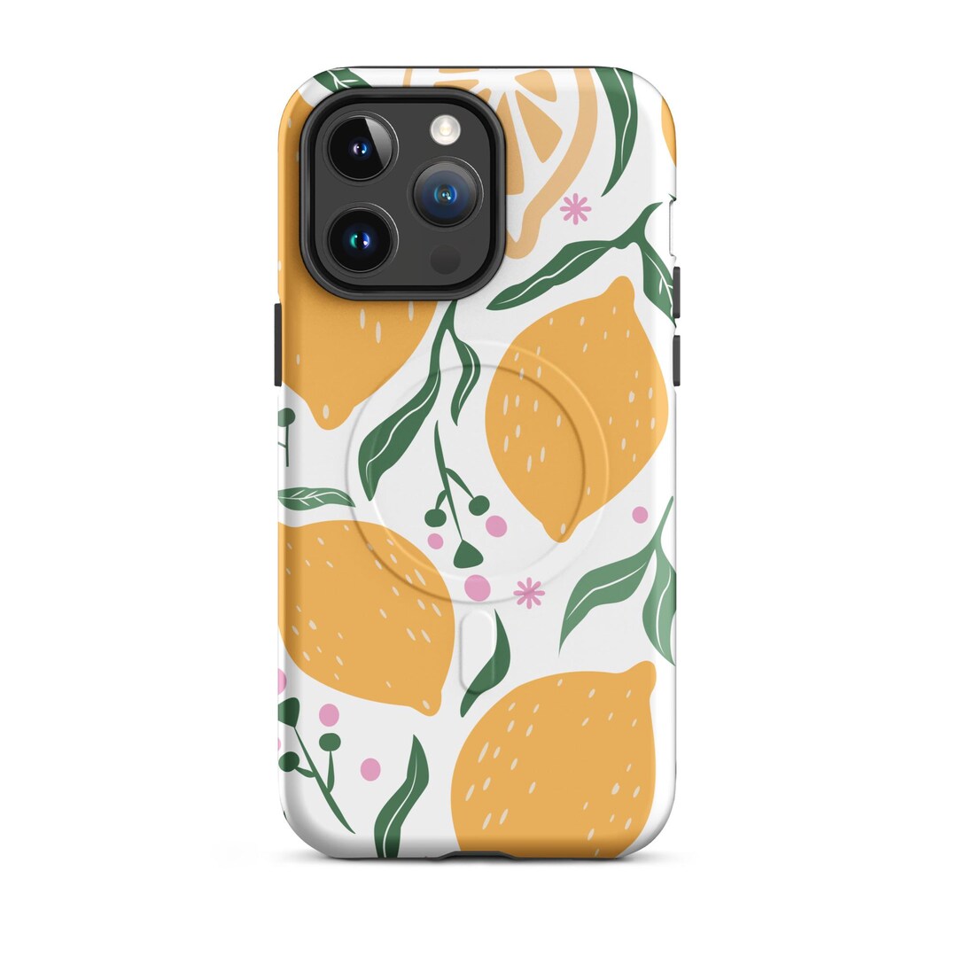 Lemons and Leaves Print Magsafe® Tough Case for Iphone®, Aesthetic Cute ...