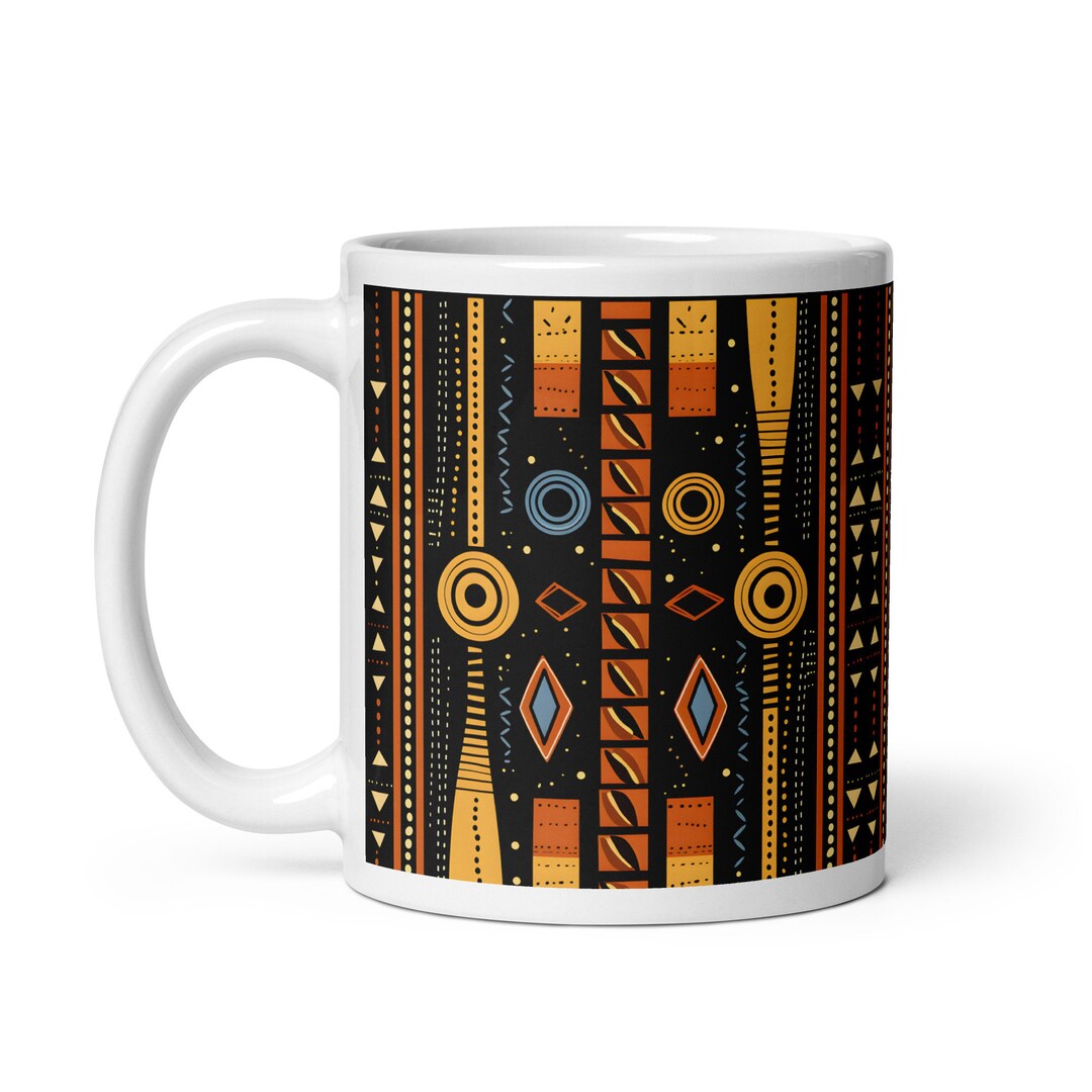 African Bogolan Mud Cloth Print Coffee Tea Ceramic Mug 11oz - African ...