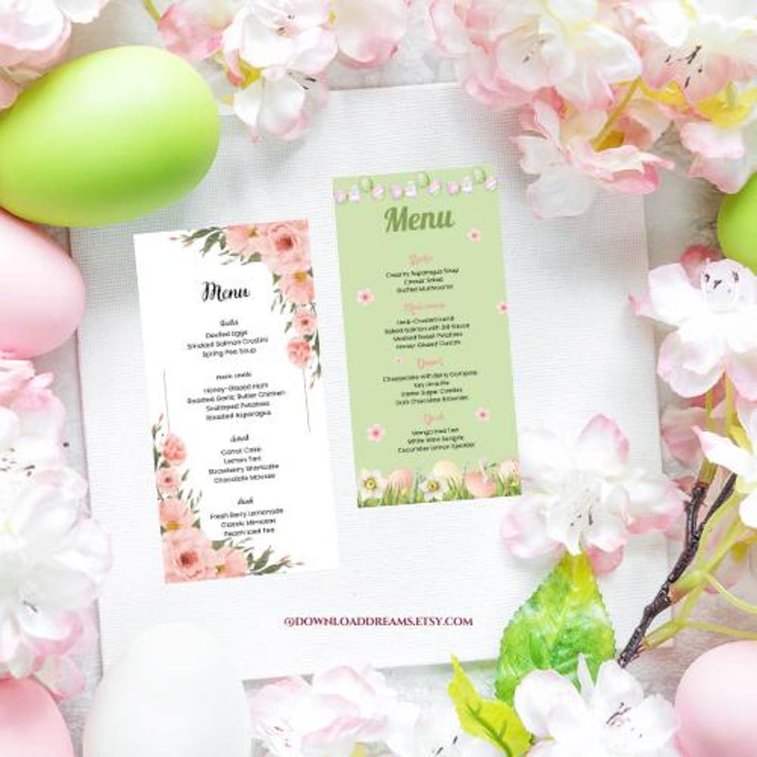Editable Easter Menus Template | Printable Easter Dinner Menus PDF - Etsy