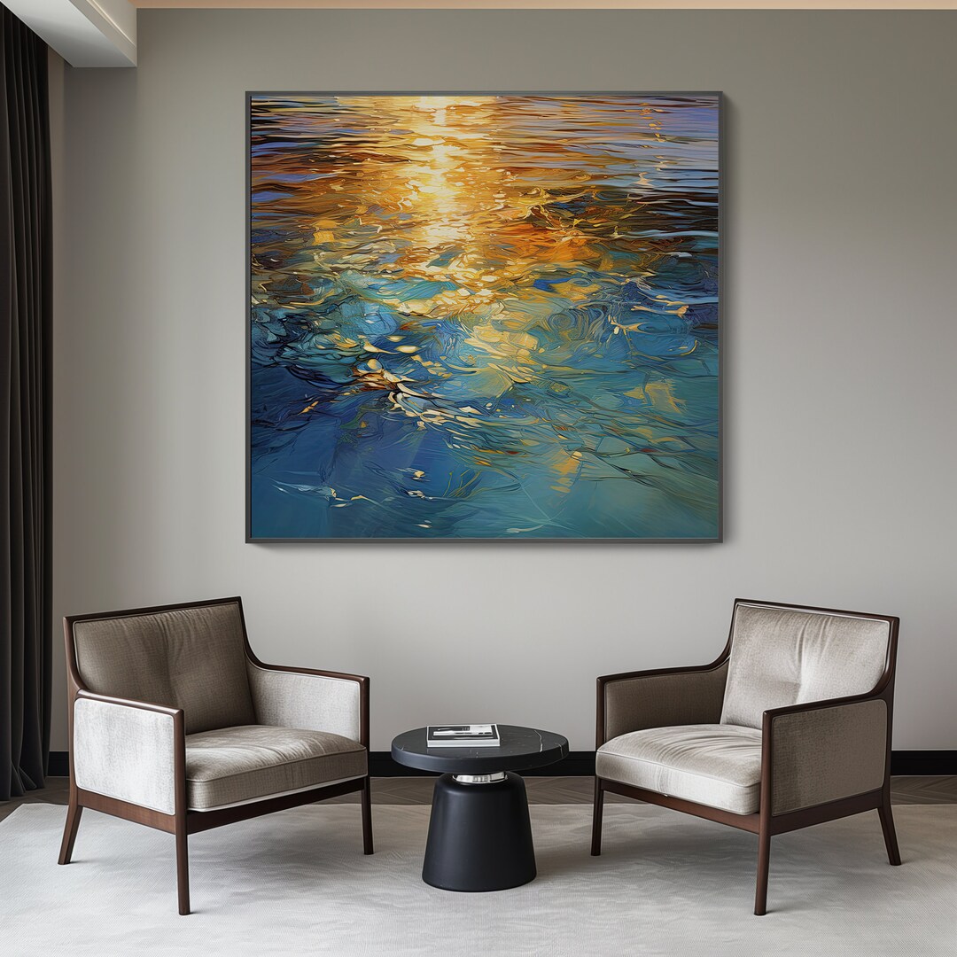 Abstract Water Reflections Canvas Art Impressionist Light Play on Water ...