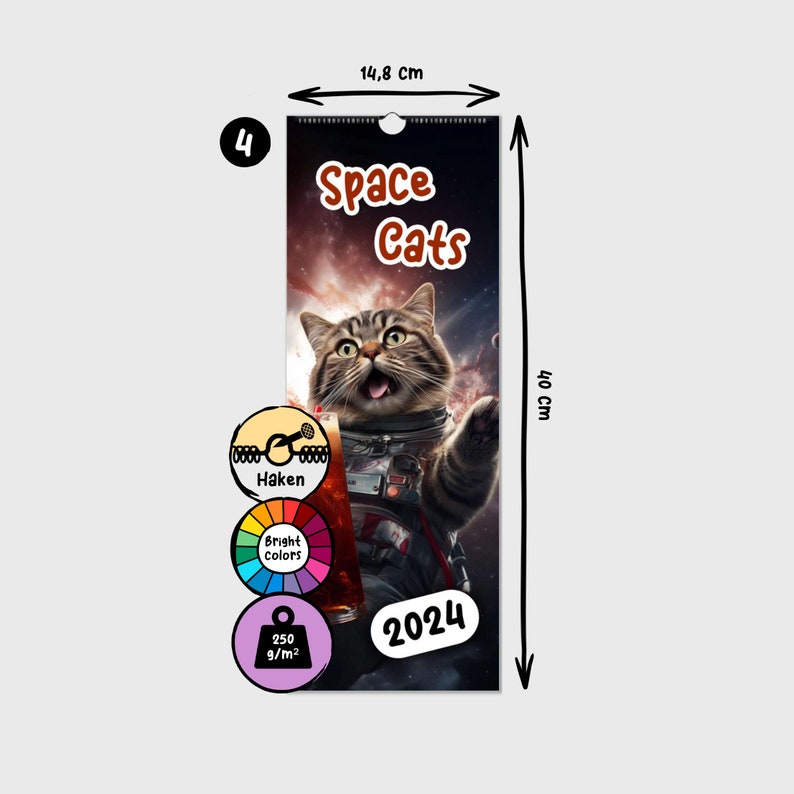 Space Cats Calendar 2024, Cat Wall Calendar, Cats in Space Annual ...