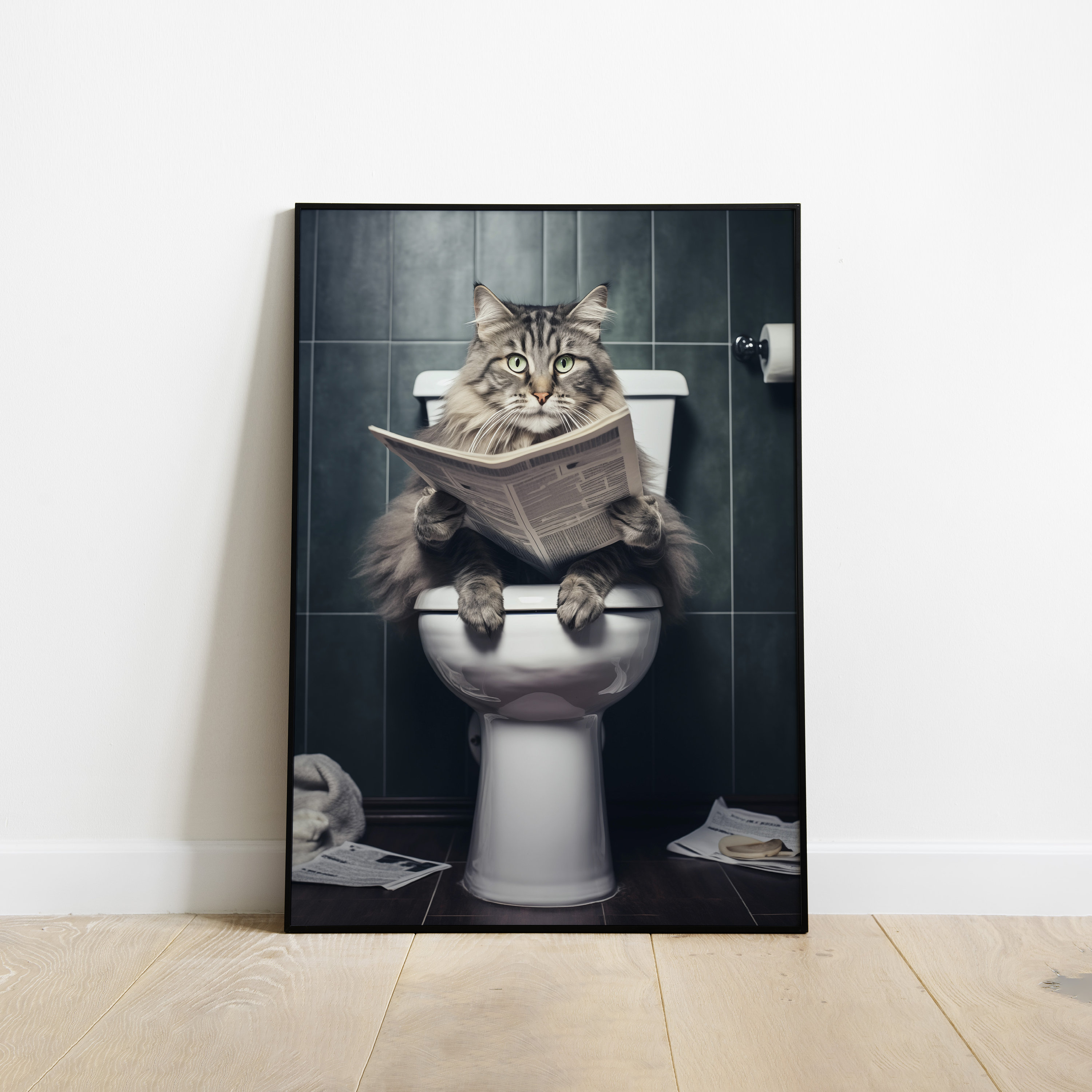 Funny Bathroom Cat Poster, Wall Art, Toilet Decor, Cat-themed Art Print ...
