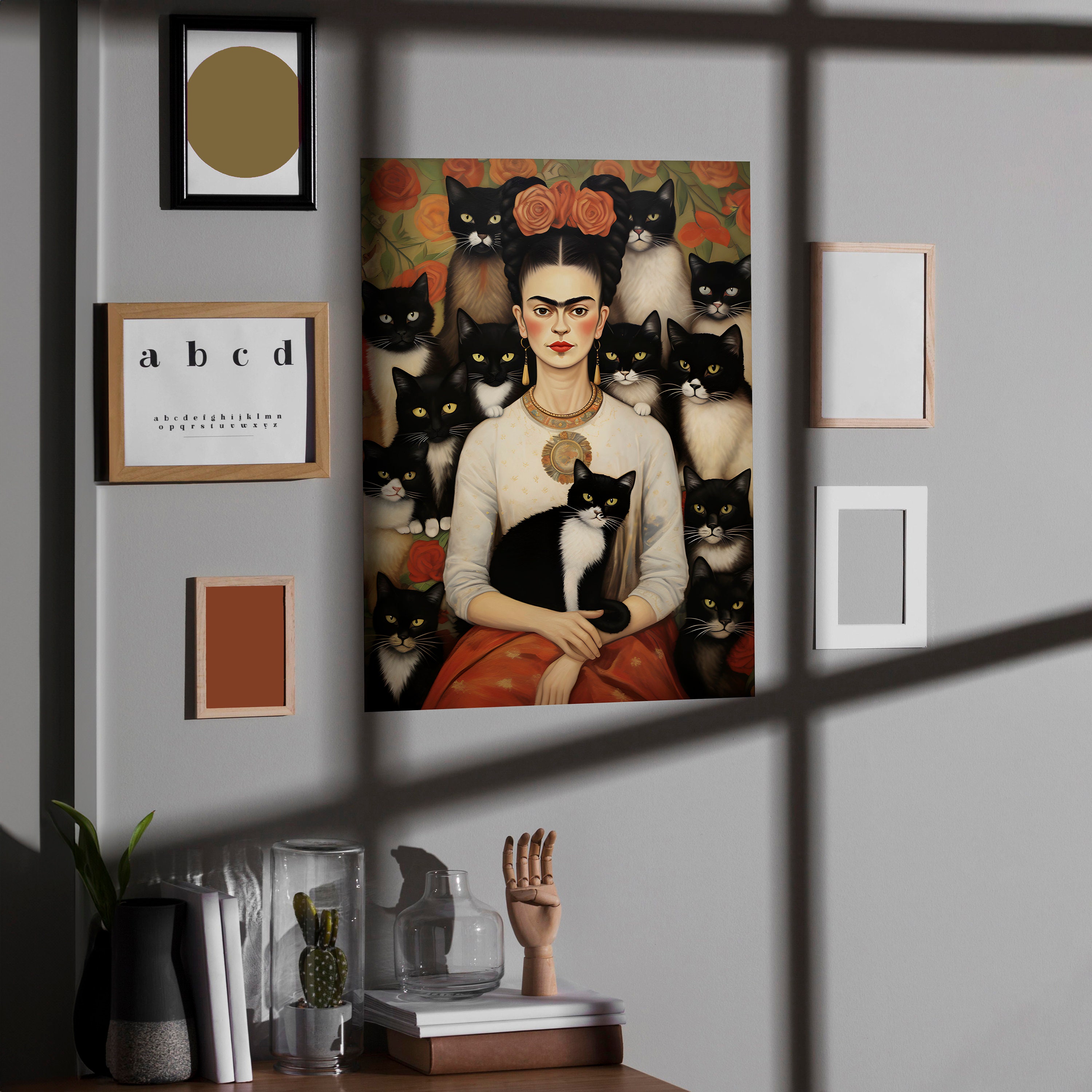 Frida Kahlo Cat Poster, Modern Art Print of Frida Khalo, Frida Rivera ...
