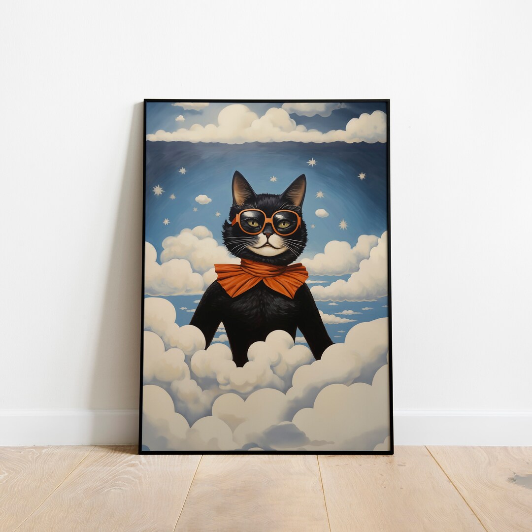 Celestial Cat Poster / Wall Art for Cat Lovers / 'above the Clouds ...