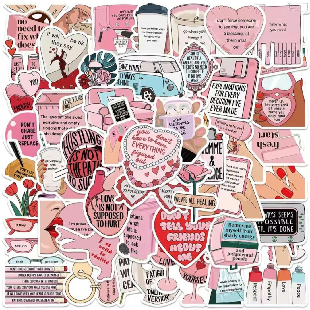 50 Pink Motivational Stickers | Aesthetic Inspirational Quote Stickers ...