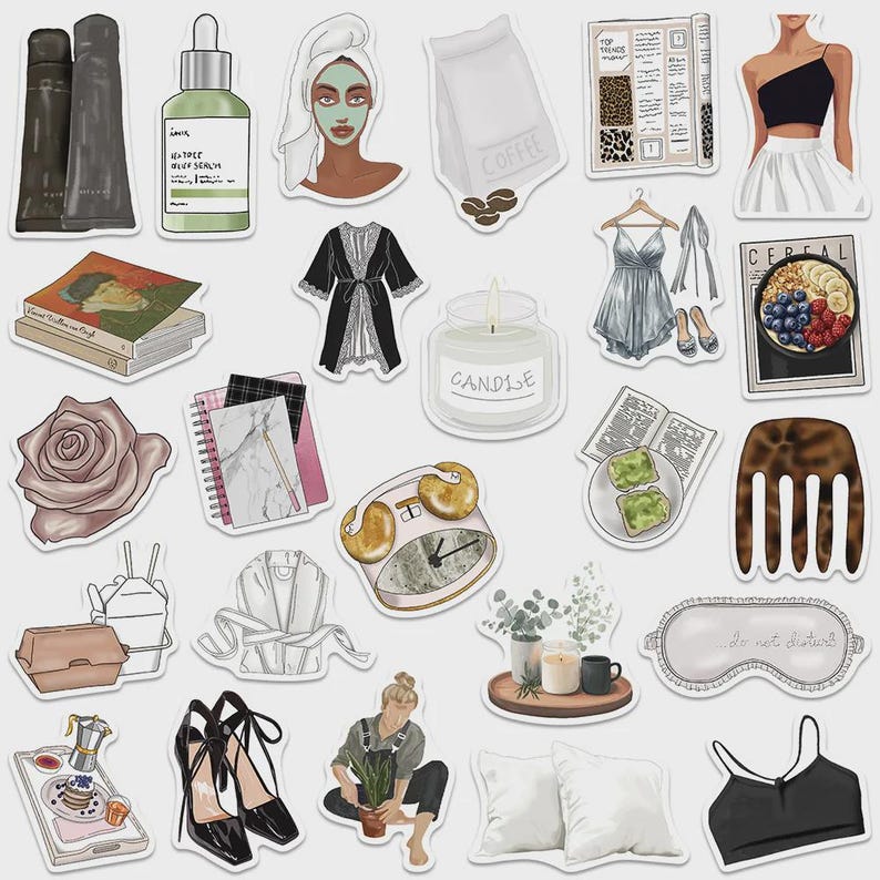 50PCS Clean Girl Stickers – Self Care, Skincare, Cozy & Fashion ...