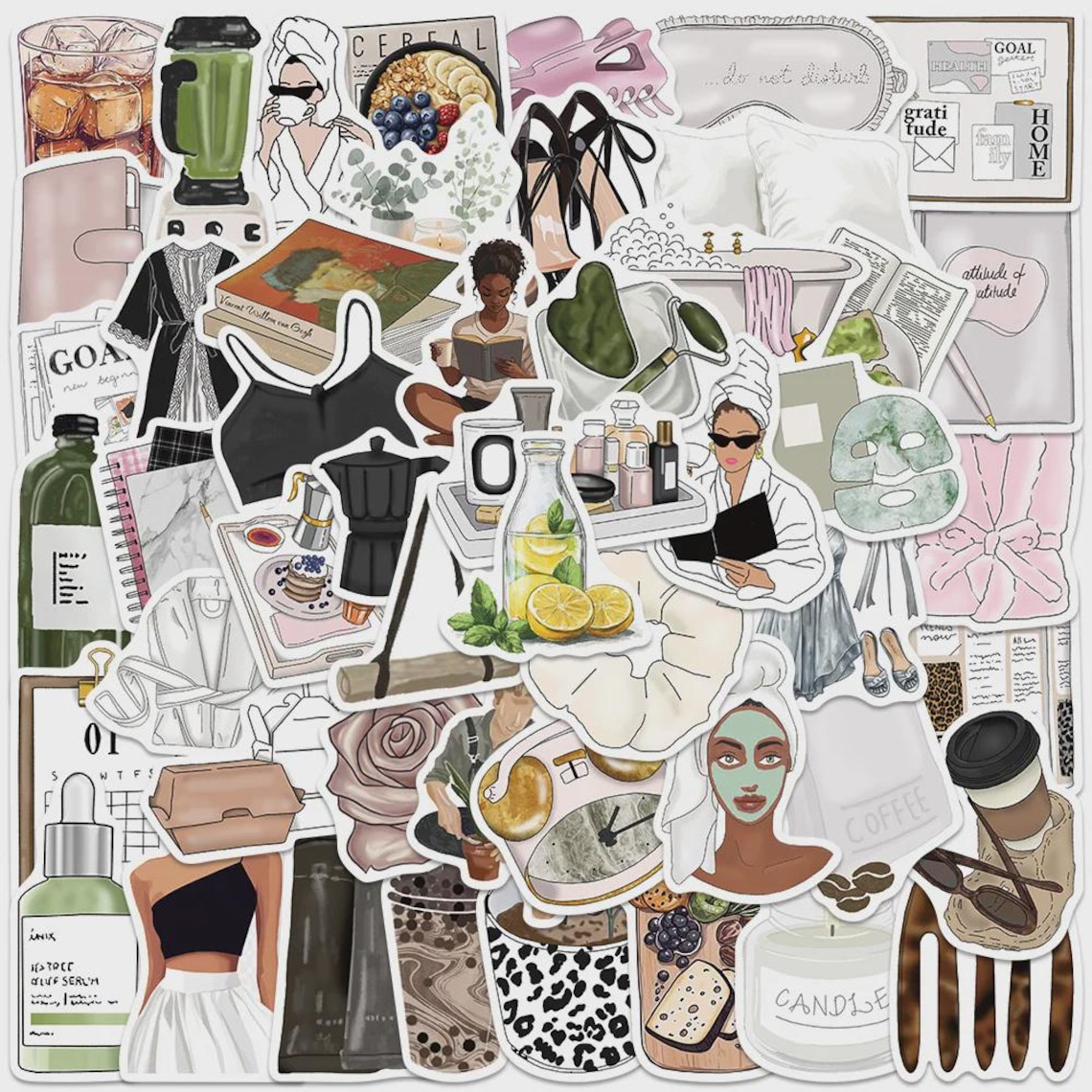50PCS Clean Girl Stickers – Self Care, Skincare, Cozy & Fashion ...