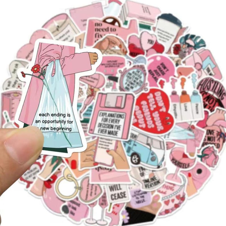 50 Pink Motivational Stickers | Aesthetic Inspirational Quote Stickers ...