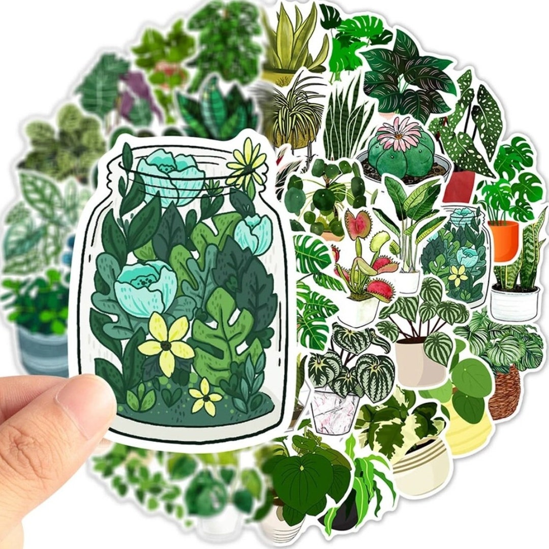 Boho Plant Vinyl Stickers - 50pc Waterproof Decal Set - Etsy