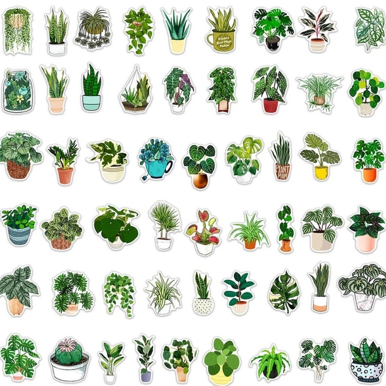 Boho Plant Vinyl Stickers - 50pc Waterproof Decal Set - Etsy