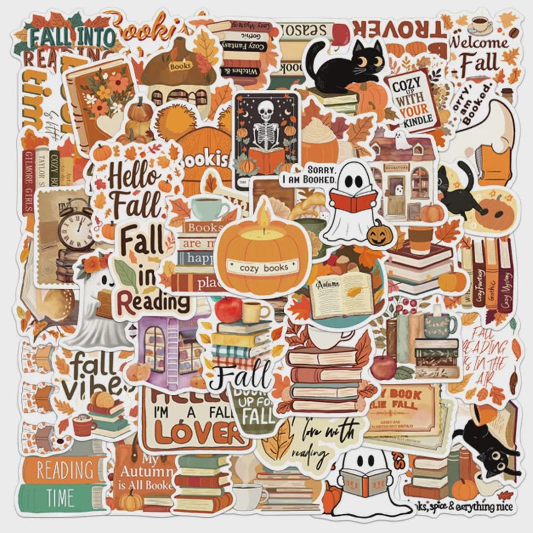Bookish Fall Stickers: 45 Pcs Waterproof Vinyl Decals for Journaling ...