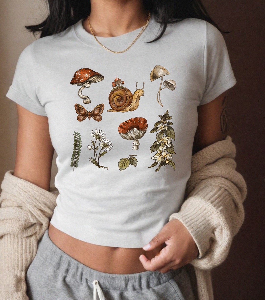 Mushroom Y2K Baby Tee,aesthetic Mushroom Shirt, Magic Mushroom Shirt ...